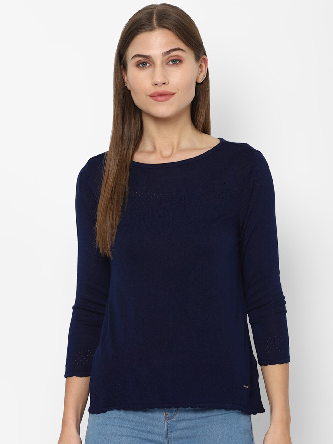 Buy Allen Solly Woman Navy Blue Solid Top - Tops for Women 17730054 ...
