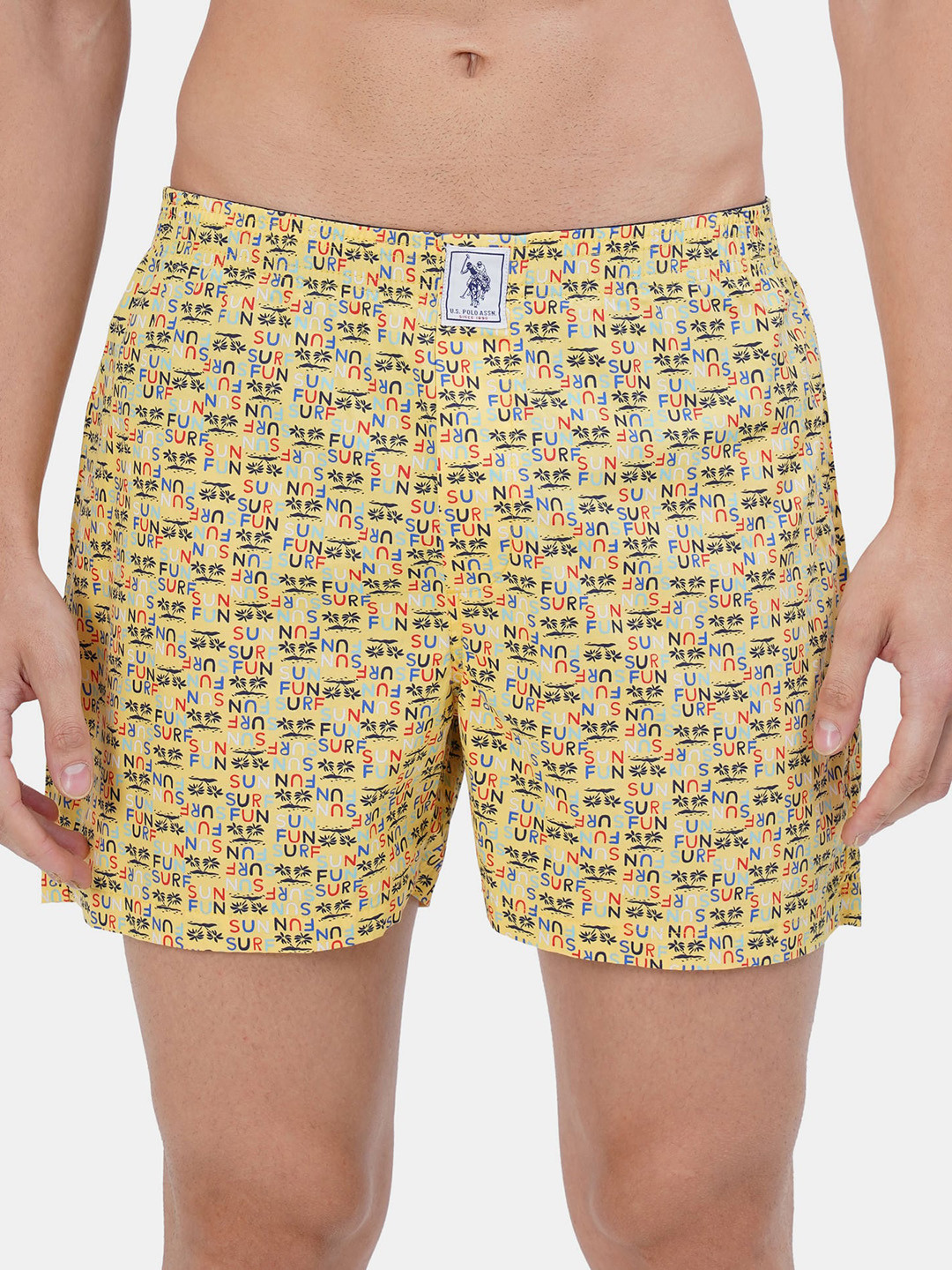 Buy U.S. Polo Assn. Men Yellow Printed Pure Cotton Boxers IYAC ABE PR ...