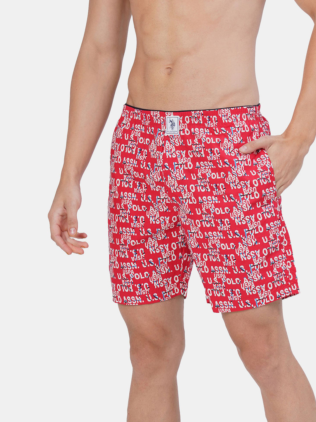 Buy U.S. Polo Assn. Men Red Printed Relaxed Fit Pure Cotton Boxers ...