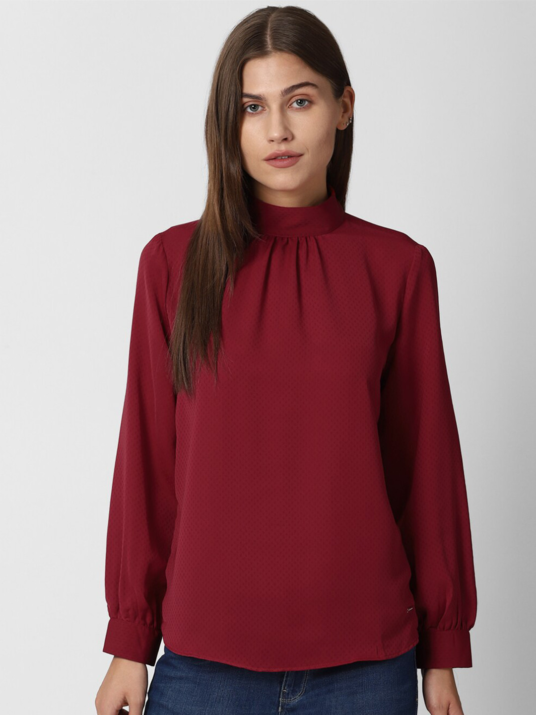 Buy Van Heusen Woman Maroon Solid Top - Tops for Women 17730180 | Myntra