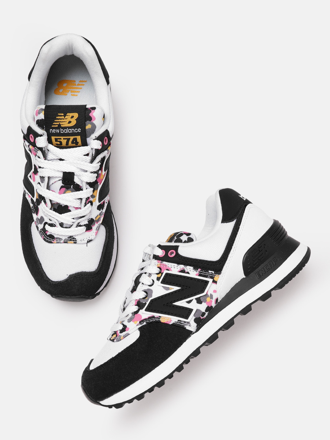 Buy New Balance Women White & Black Colourblocked Suede Sneakers ...