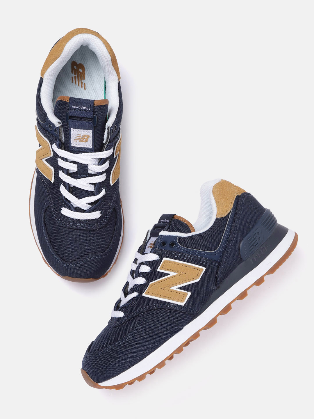 Buy New Balance Men Navy Blue & Mustard Yellow Woven Design ...