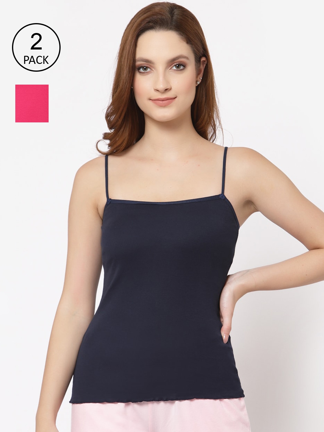 Buy Floret Women Set Of 2 Navy Blue And Magenta Blue Camisoles Camisoles For Women 17732612 Myntra