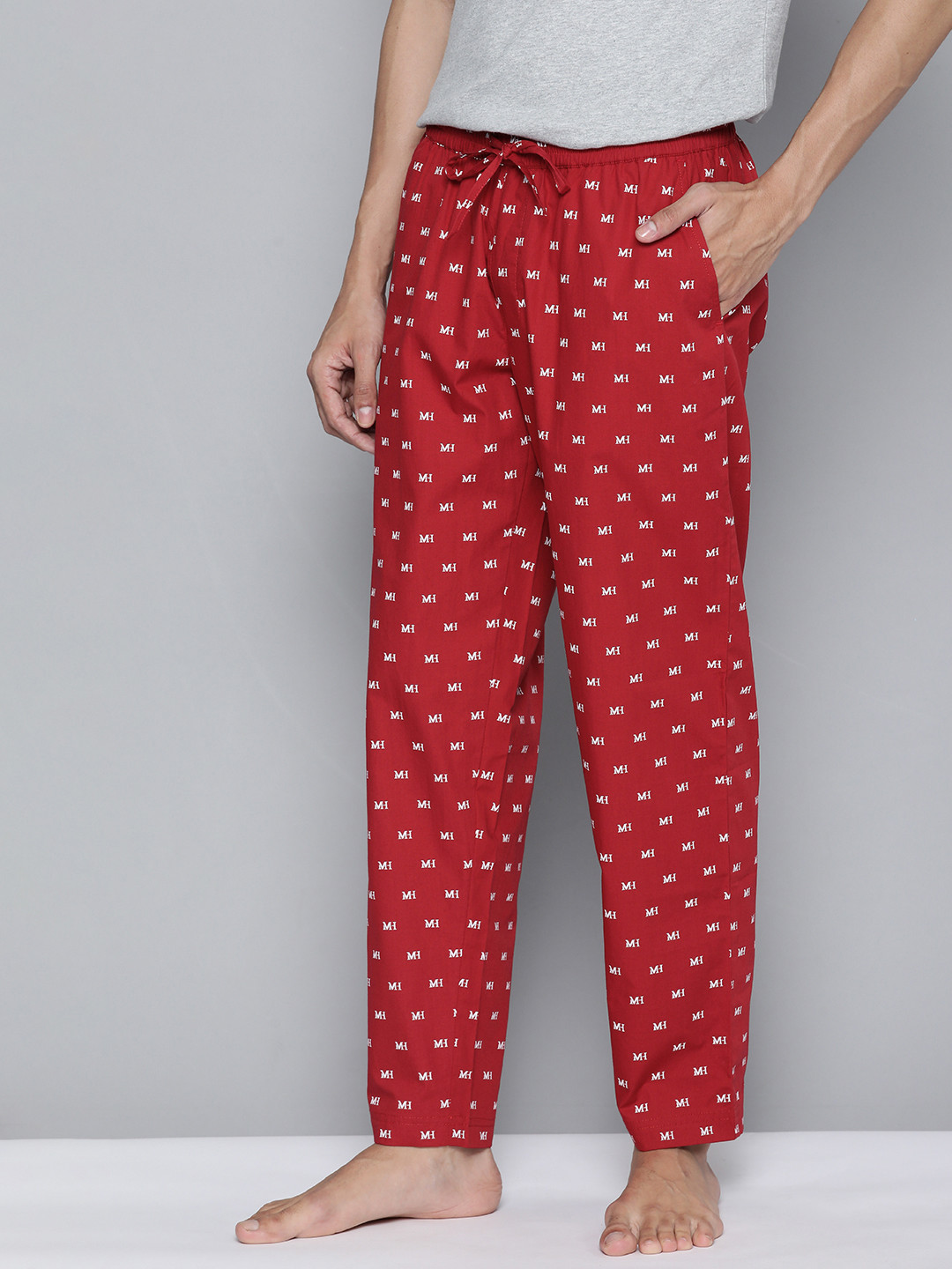 Buy Mast & Harbour Men Red Printed Pure Cotton Lounge Pants - Lounge ...