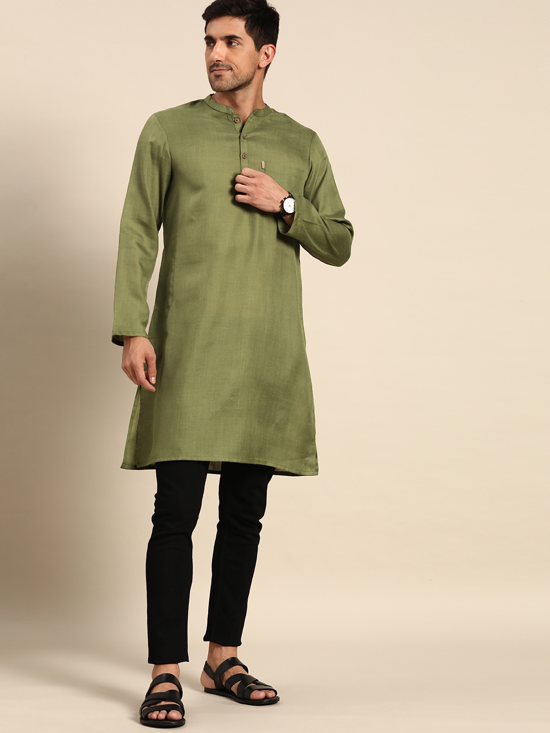 Buy Anouk Men Olive Green Kurta - Kurtas for Men 17742024 | Myntra