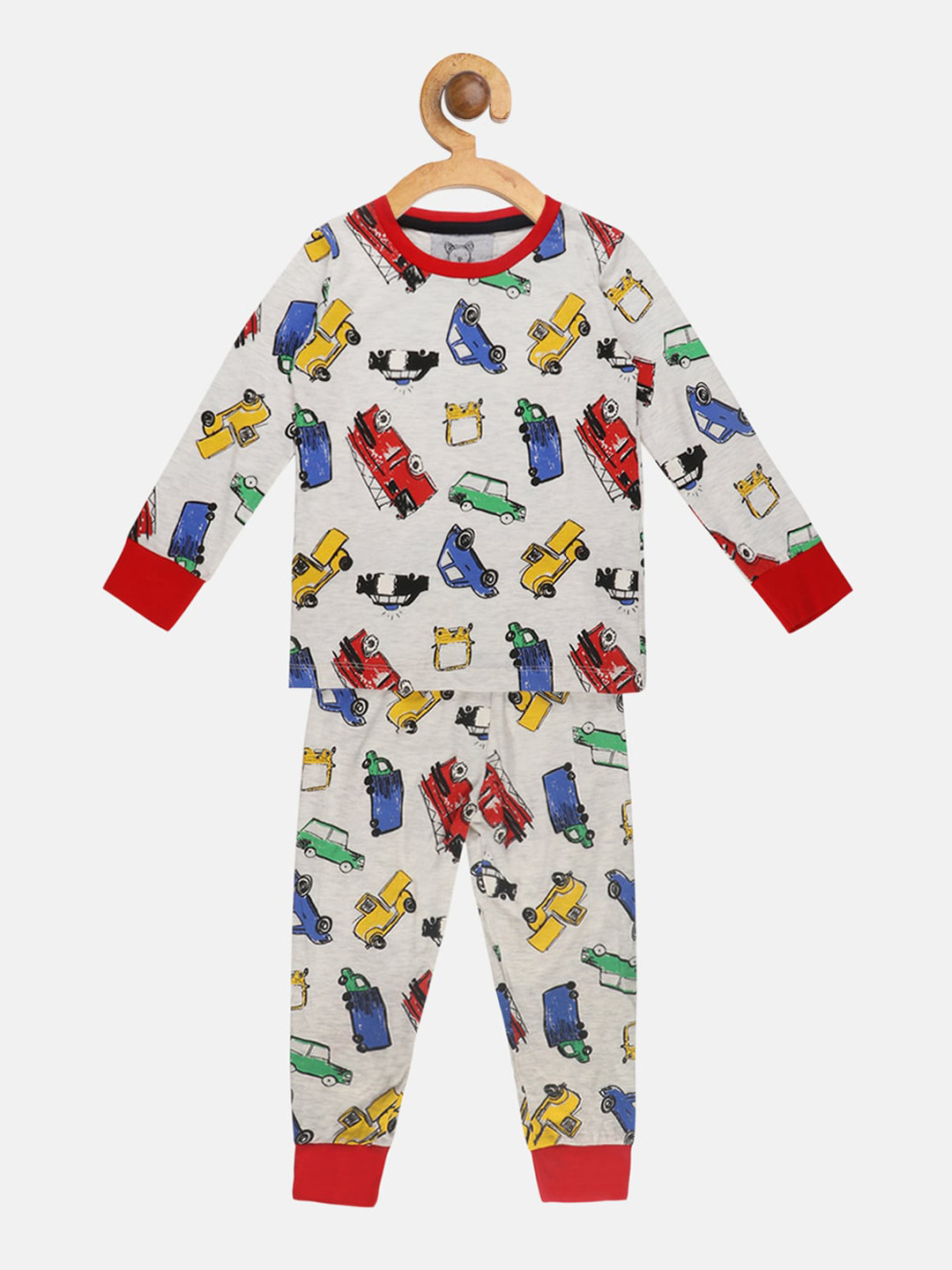 Buy Lazy Shark Boys Grey & Red Printed Night Suit - Night Suits for ...