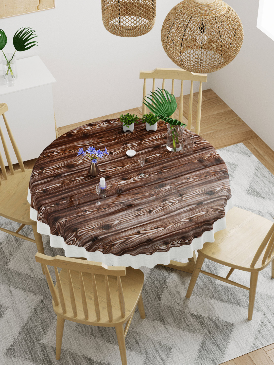 Buy DREAM WEAVERZ Brown Premium Wooden Finish 4 Seater Round Dining ...