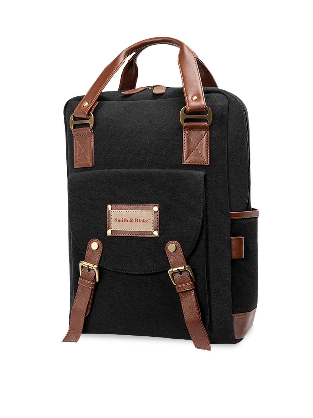Buy Smith & Blake Unisex Black & Brown Laptop Backpack - Backpacks for ...
