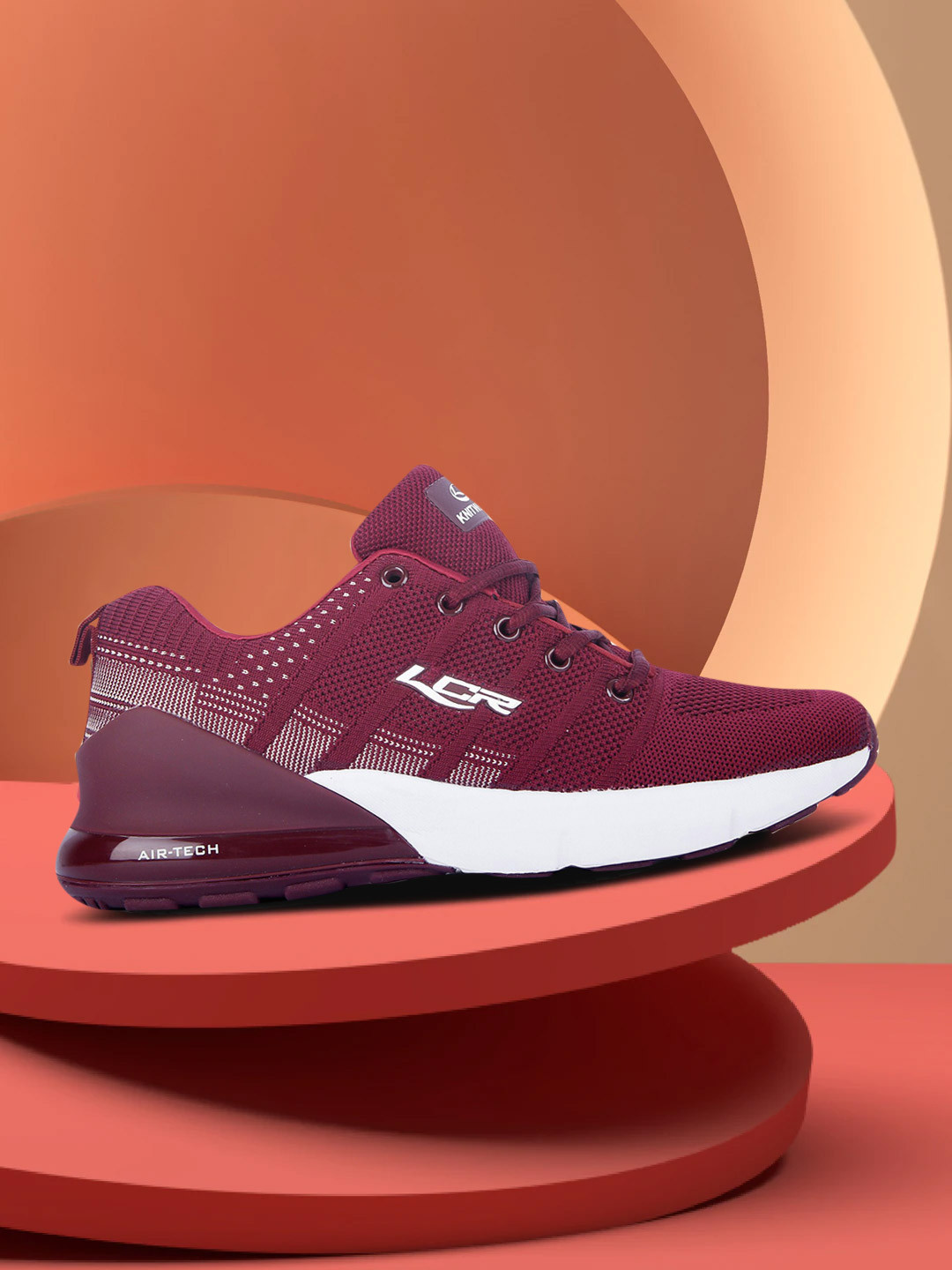 Buy Lancer Men Maroon & White Textile Running Non Marking Shoes ...