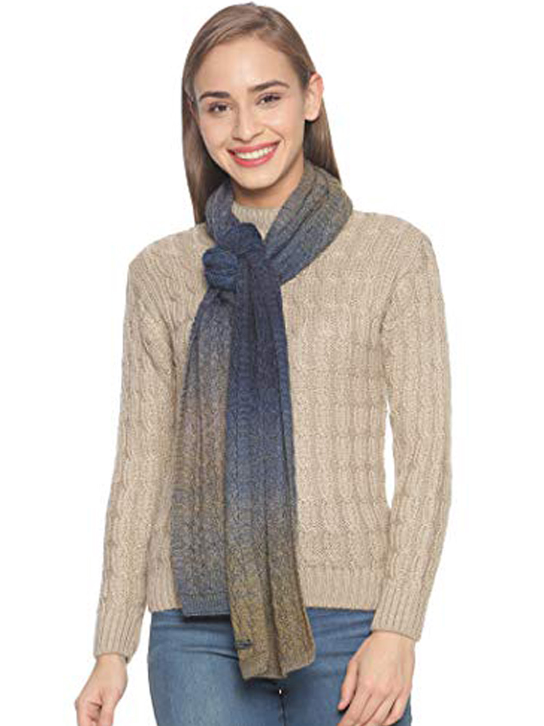 Buy 513 Women Blue Ombre Knitted Muffler - Mufflers for Women 17746476 ...