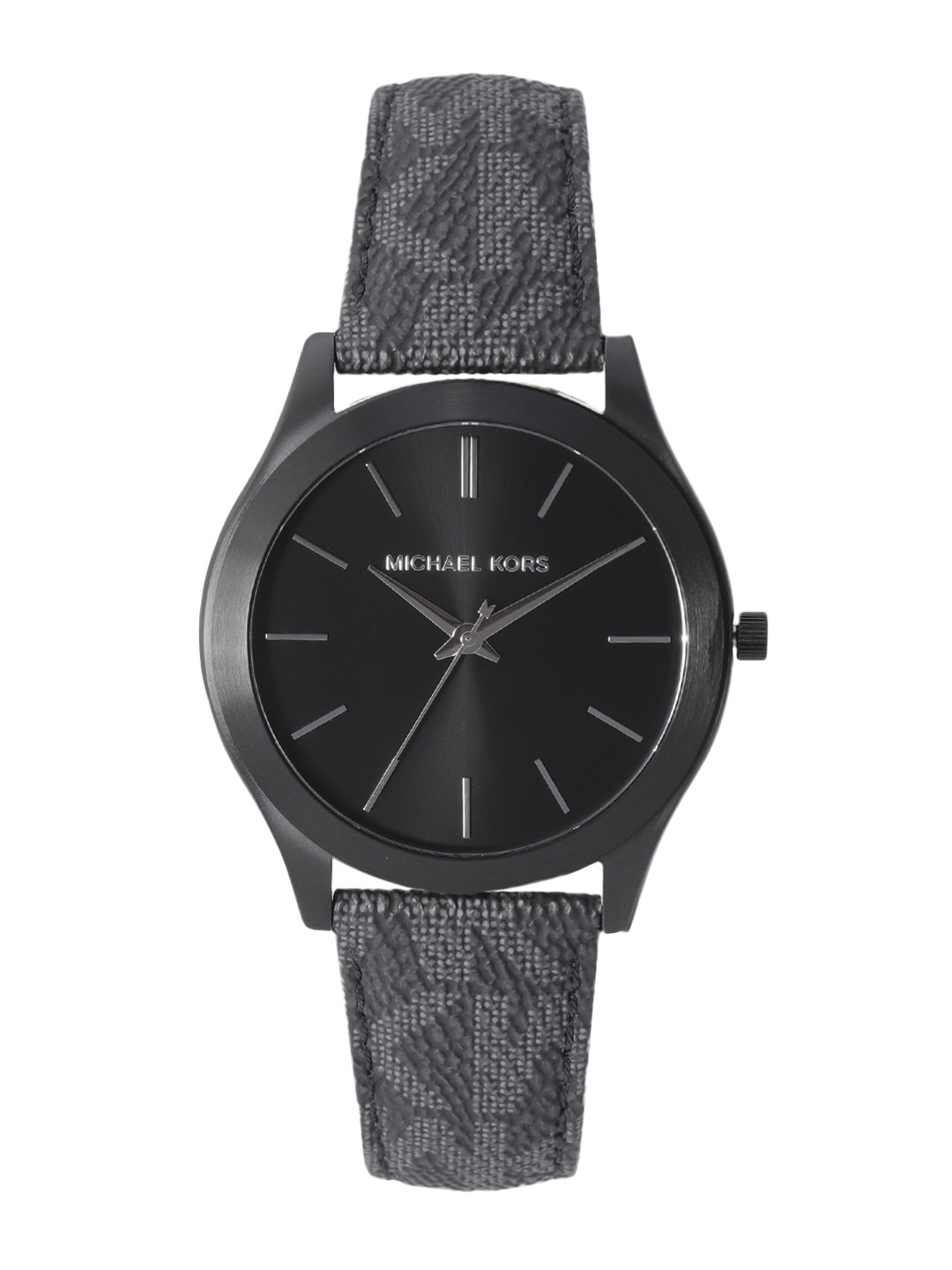 Buy Michael Kors Men Black Dial & Charcoal Grey Straps Slim Runway ...