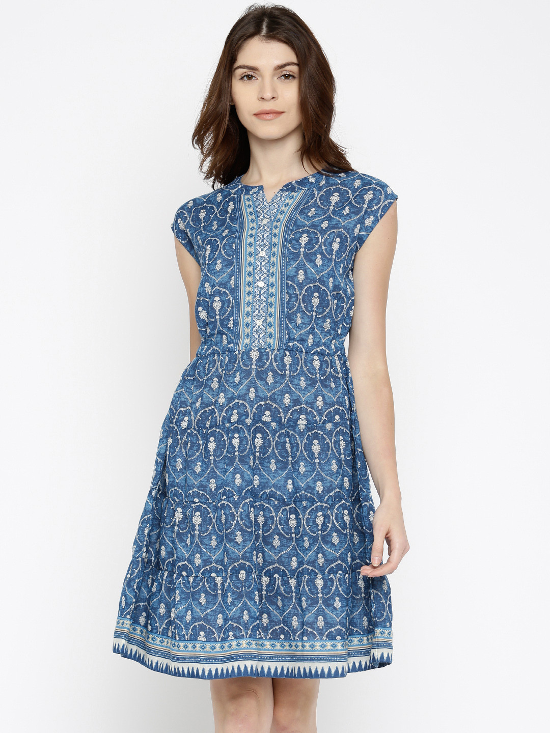 Buy Fusion Beats Blue Printed A Line Dress - Dresses for Women 1774714 ...