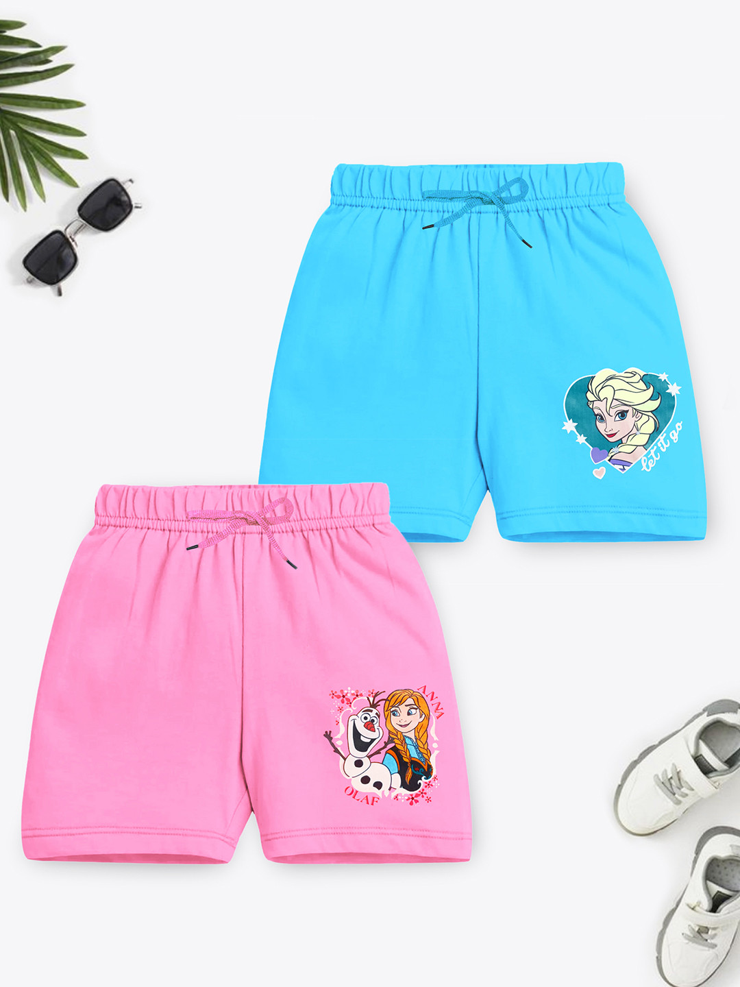 Buy YK Disney Girls Pack Of 2 Frozen Princess Shorts - Shorts for Girls ...