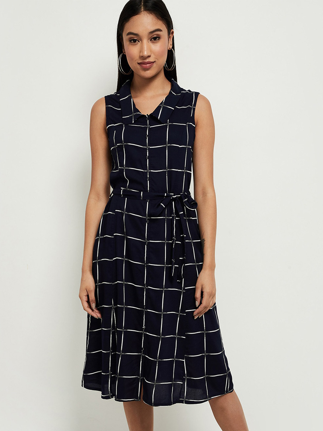 Buy Max Navy Blue Checked Dress - Dresses for Women 17748810 | Myntra