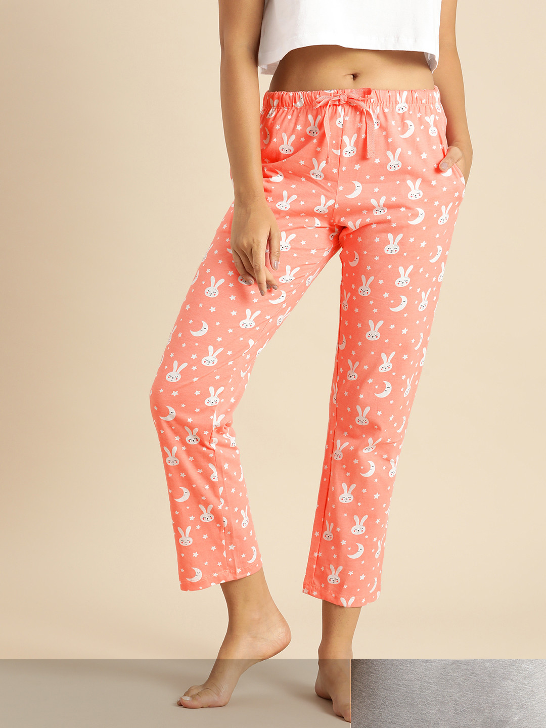 Buy Dreamz By Pantaloons Women Pack Of 2 Printed Cotton Lounge Pants ...