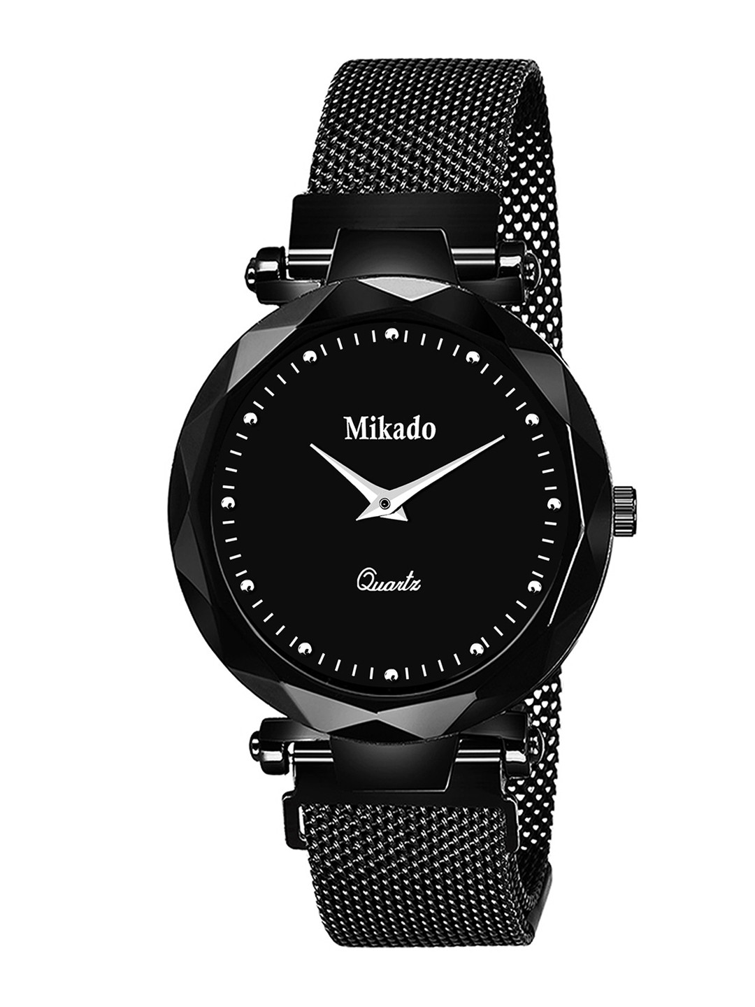 Buy Mikado Women Black Embellished Dial & Black Straps Analogue Watch ...