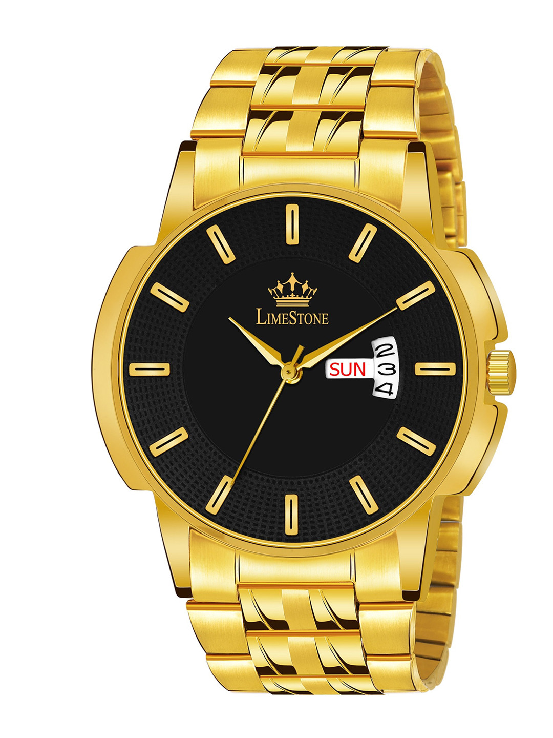 Buy LIMESTONE Men Gold Toned Brass Dial & Straps Analogue Wrist Watch ...