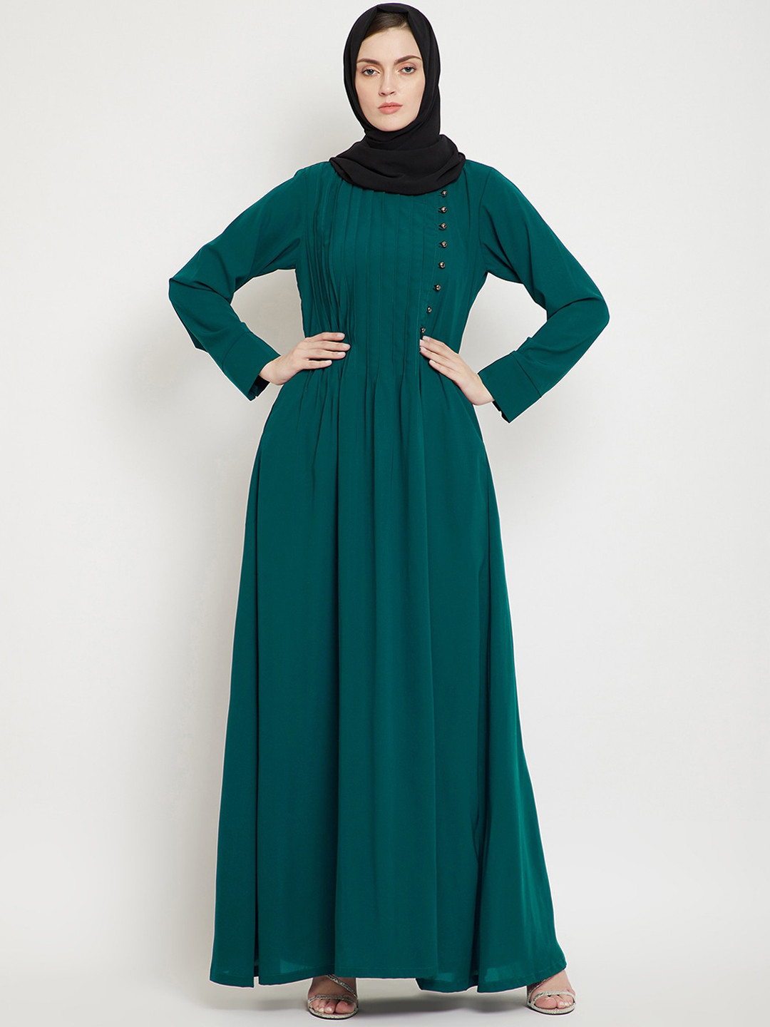 Buy NABIA Women Green Solid Abaya Burqa With Scard - Burqas for Women ...