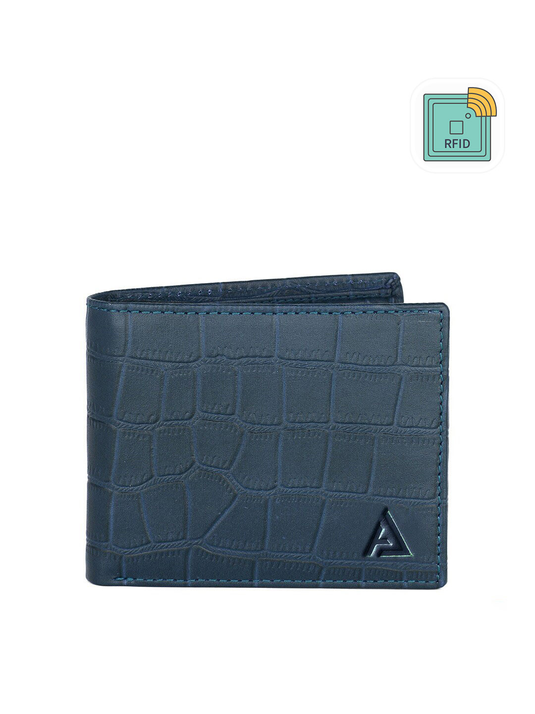 Buy AVOLT Men Blue Animal Textured Leather Two Fold Wallet - Wallets ...