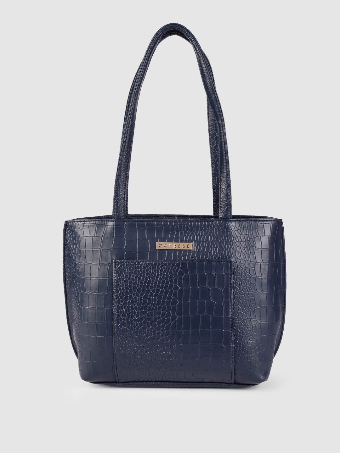 Buy Caprese Women Navy Blue Textured Leather Shoulder Bag - Handbags ...