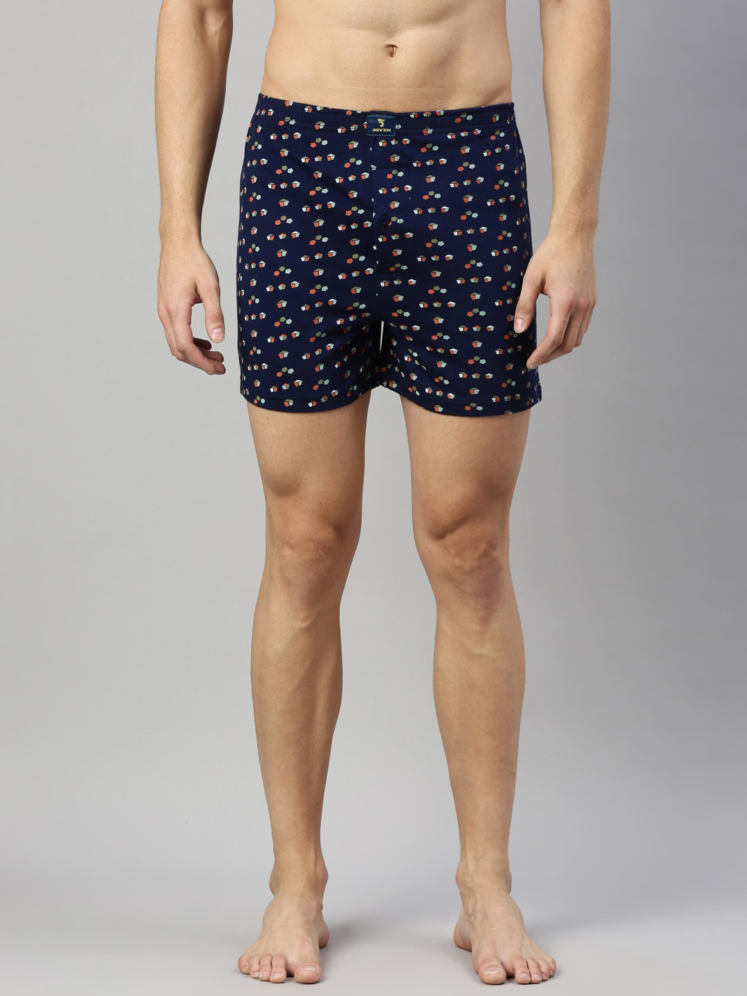 Buy Joven Men Navy Blue Printed Pure Cotton Boxer 22JB1K PE - Boxers ...