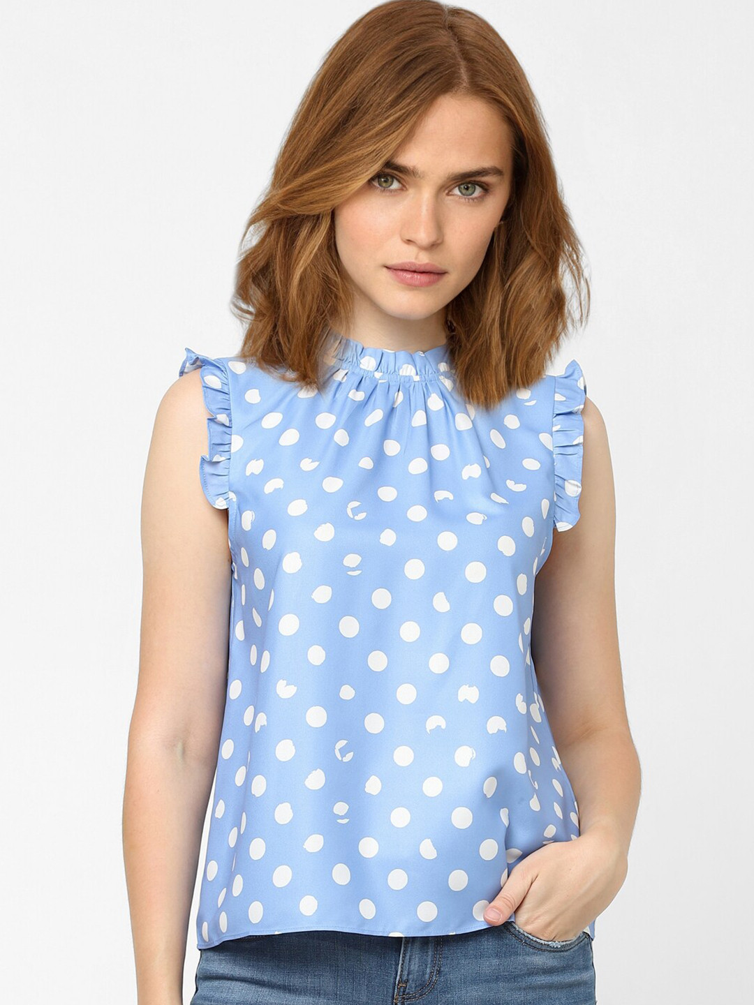 Buy Vero Moda Women Blue Polka Dot Print Top - Tops for Women 17762280 ...