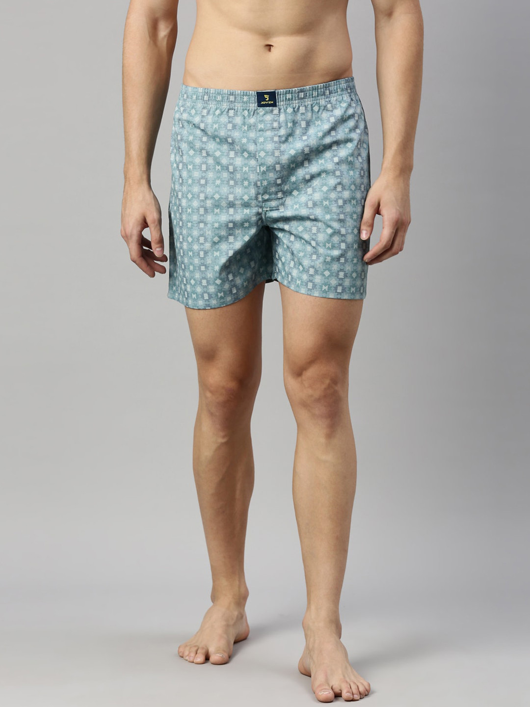 Buy Joven Men Teal Blue Printed Pure Cotton Boxer - Boxers for Men ...