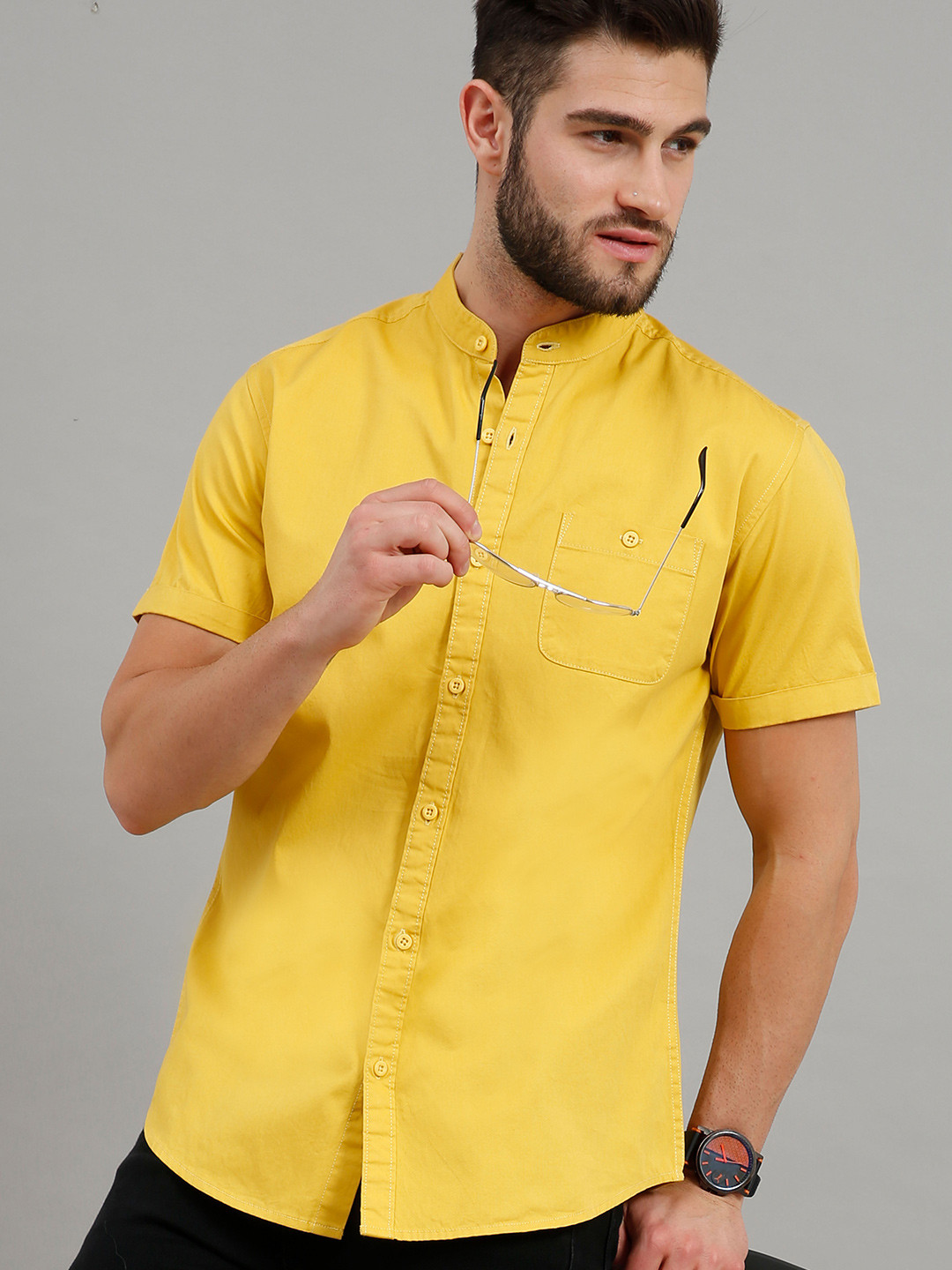 Buy HERE&NOW Men Mustard Slim Fit Casual Shirt - Shirts for Men ...