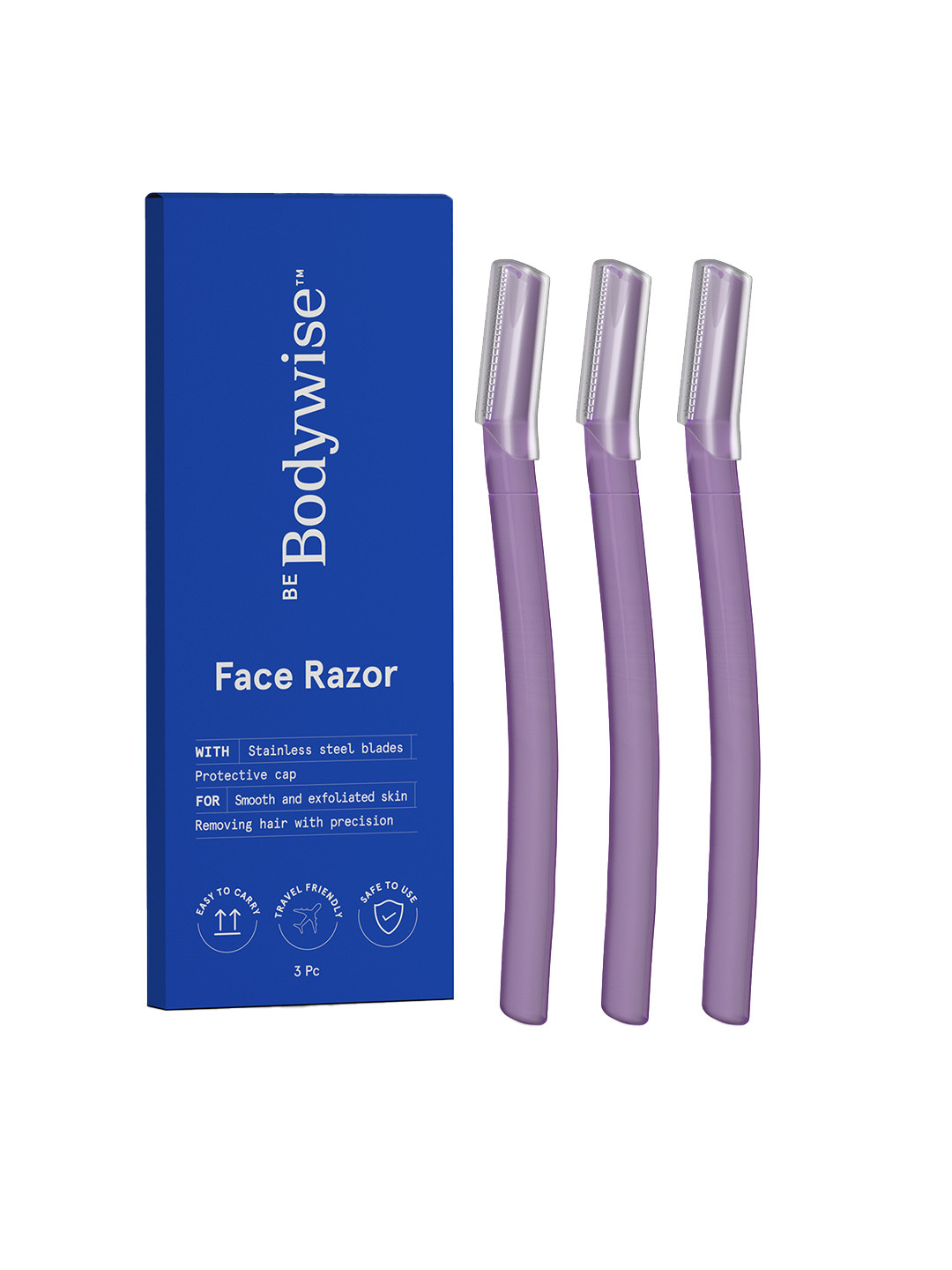 Buy Be Bodywise Set Of 3 Face Razors Purple - Shaving Brush & Razor for ...