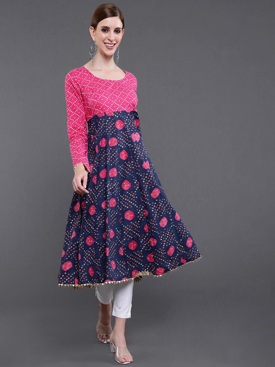 Buy Saubhagya Women Navy Blue & Pink Bandhani Printed Thread Work ... Buy Saubhagya Women Navy Blue & Pink Bandhani Printed Thread Work ...