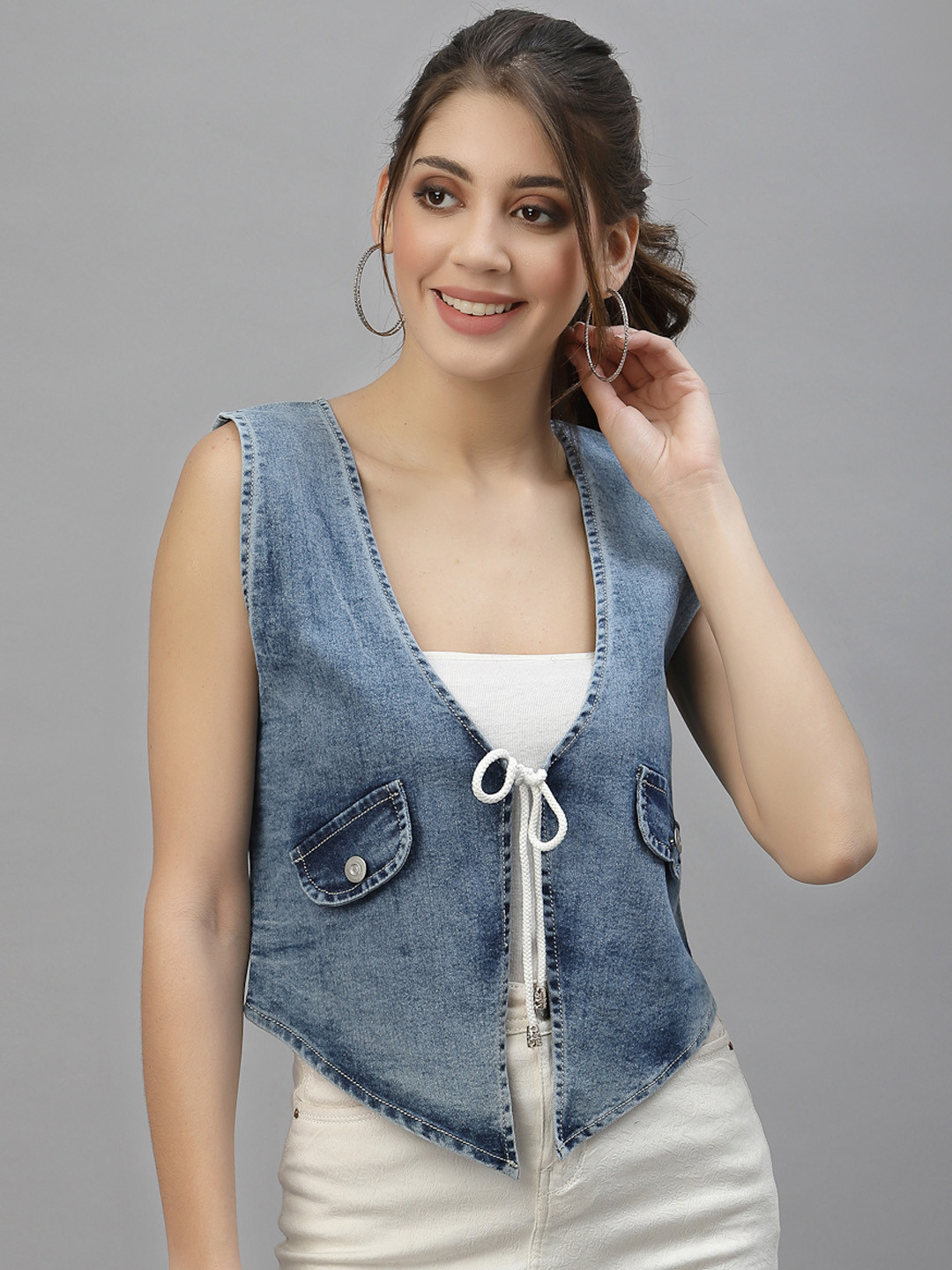 Buy KASSUALLY Women Blue Crop Tie Up Shrug - Shrug for Women 17777178 ...