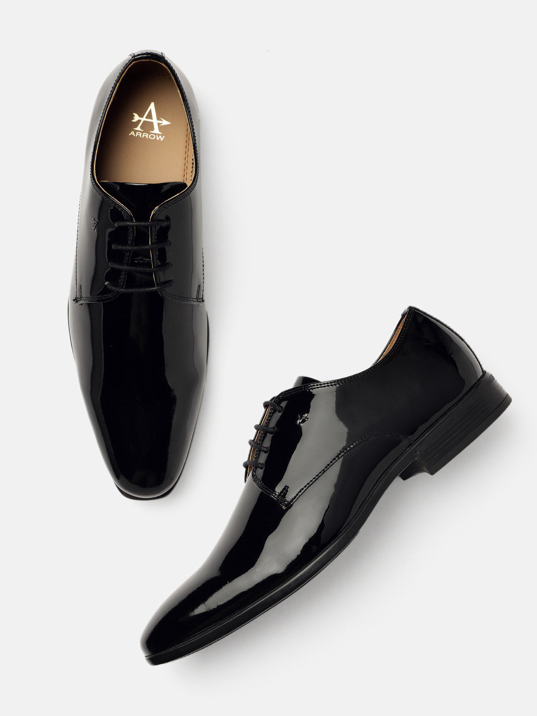 Buy Arrow Men Black Solid BLANCA 2.0 Formal Leather Derbys - Formal ...