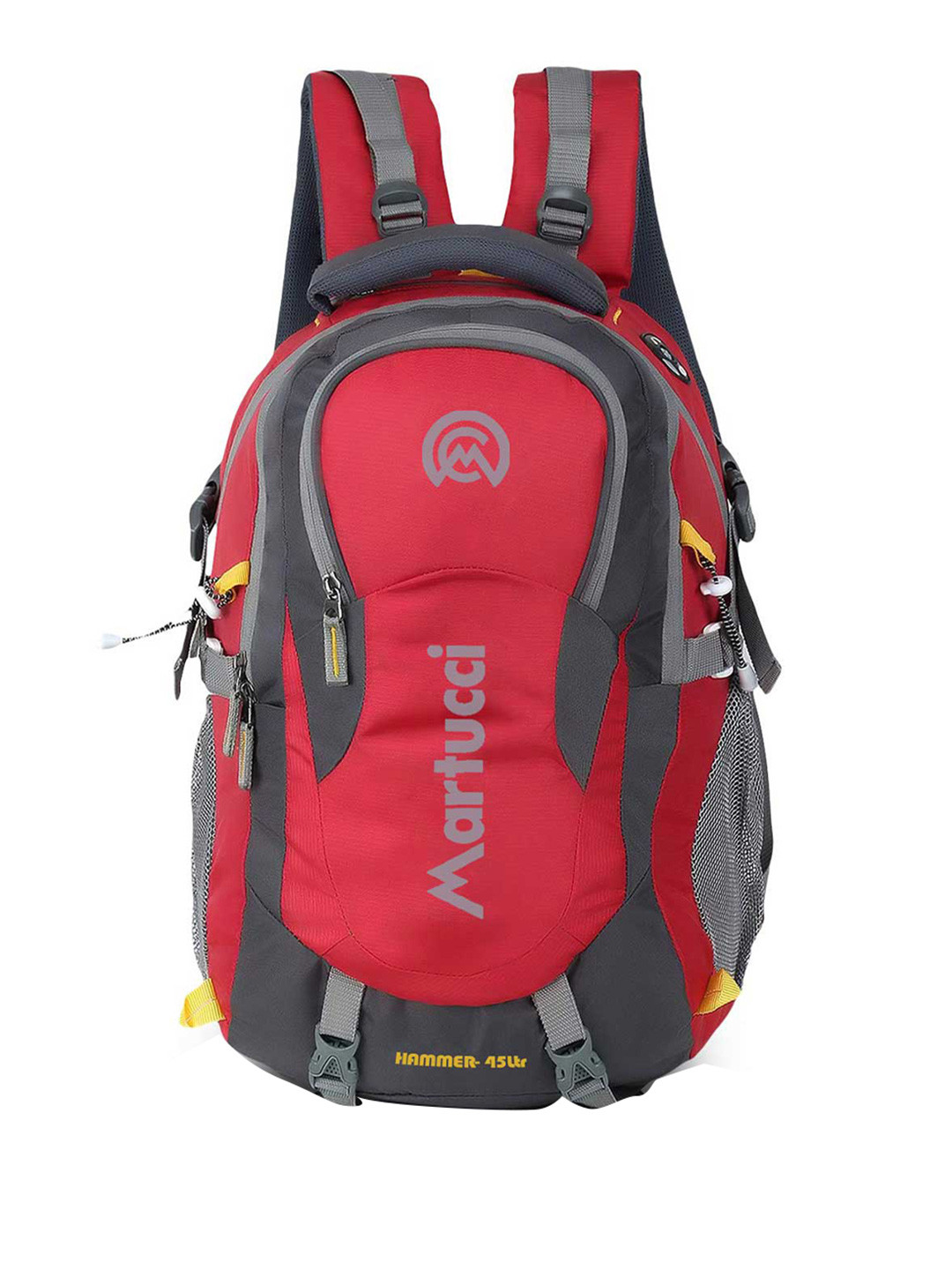 Buy Martucci Unisex Red & Grey Brand Logo Backpack With Reflective ...