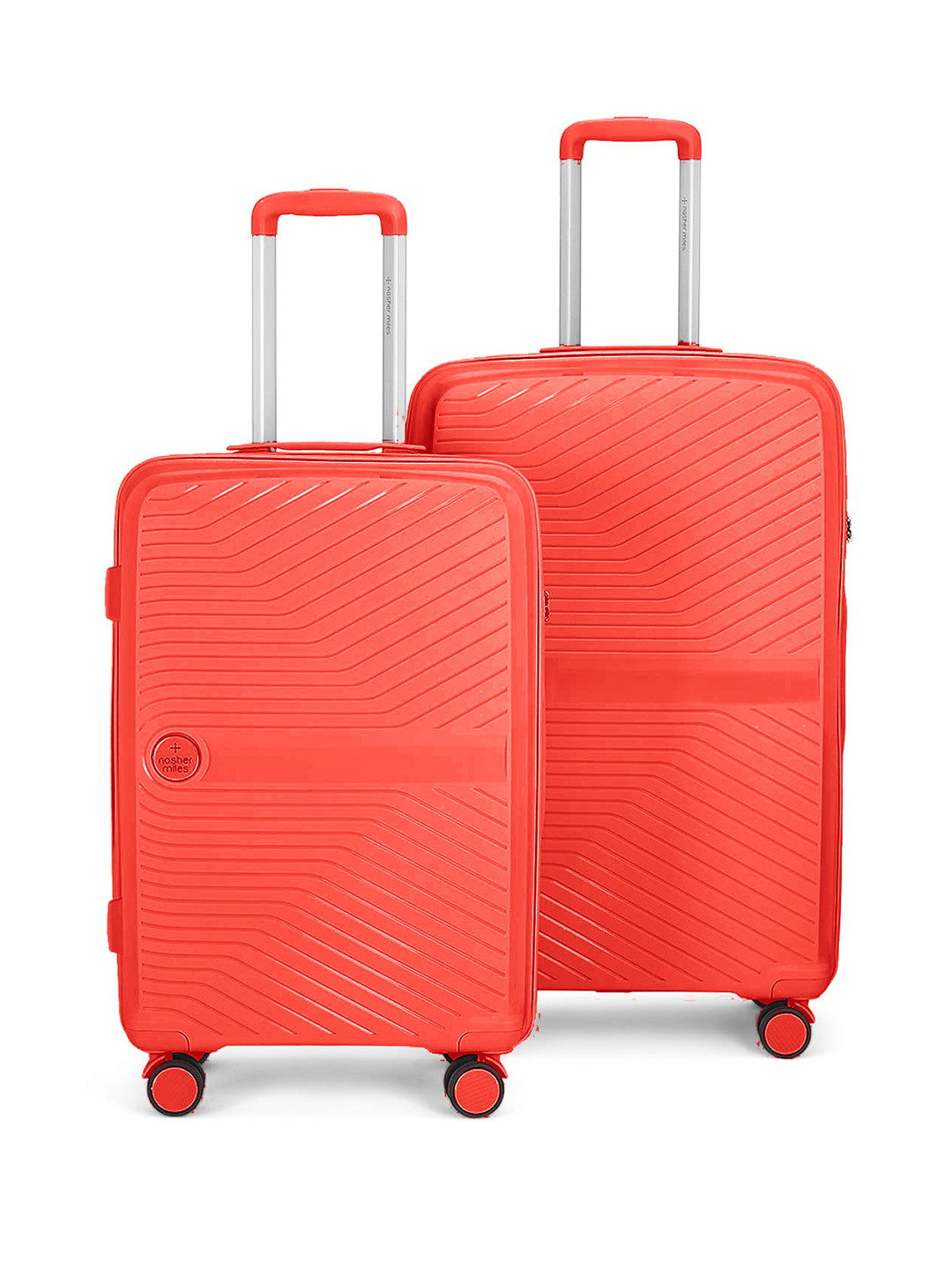 Buy Nasher Miles Set Of 2 Red Solid Hard Sided Trolley Bags - Trolley ...