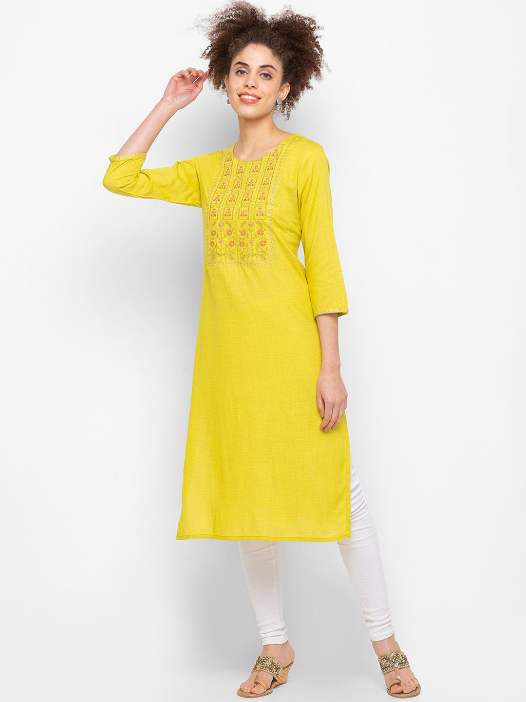 Buy ZOLA Yellow Yoke Design Kurta - Kurtas for Women 17778628 | Myntra