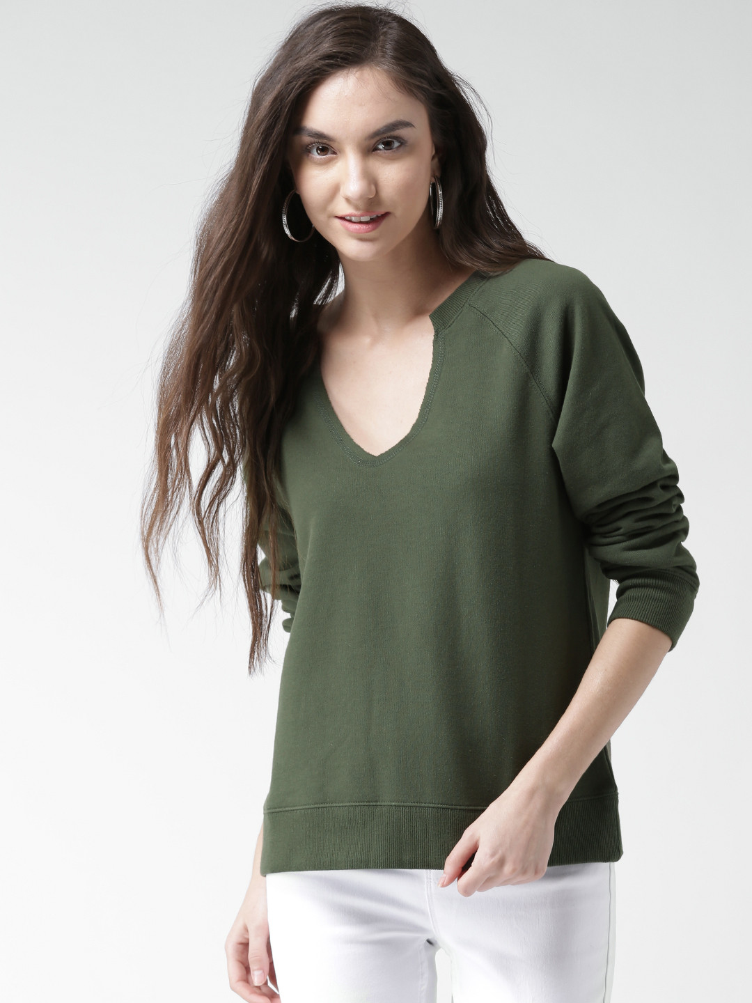 Buy FOREVER 21 Olive Green Sweatshirt - Sweatshirts for Women 1777892 ...