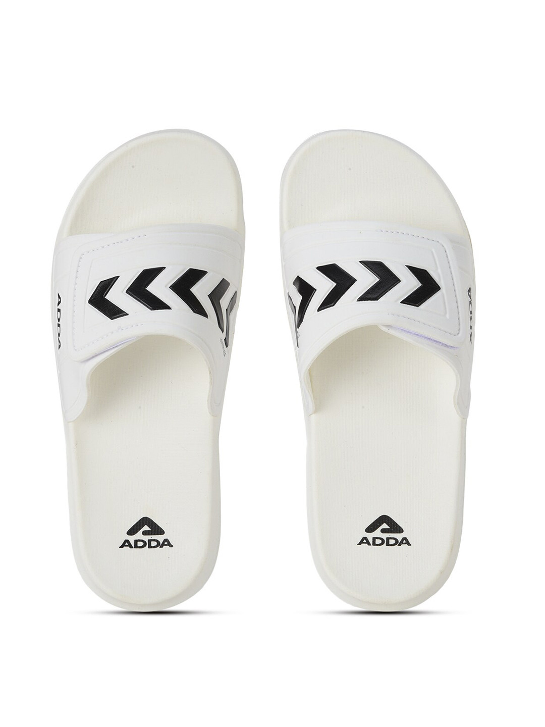 Buy Adda Men White & Black Printed Rubber Sliders - Flip Flops for Men ...