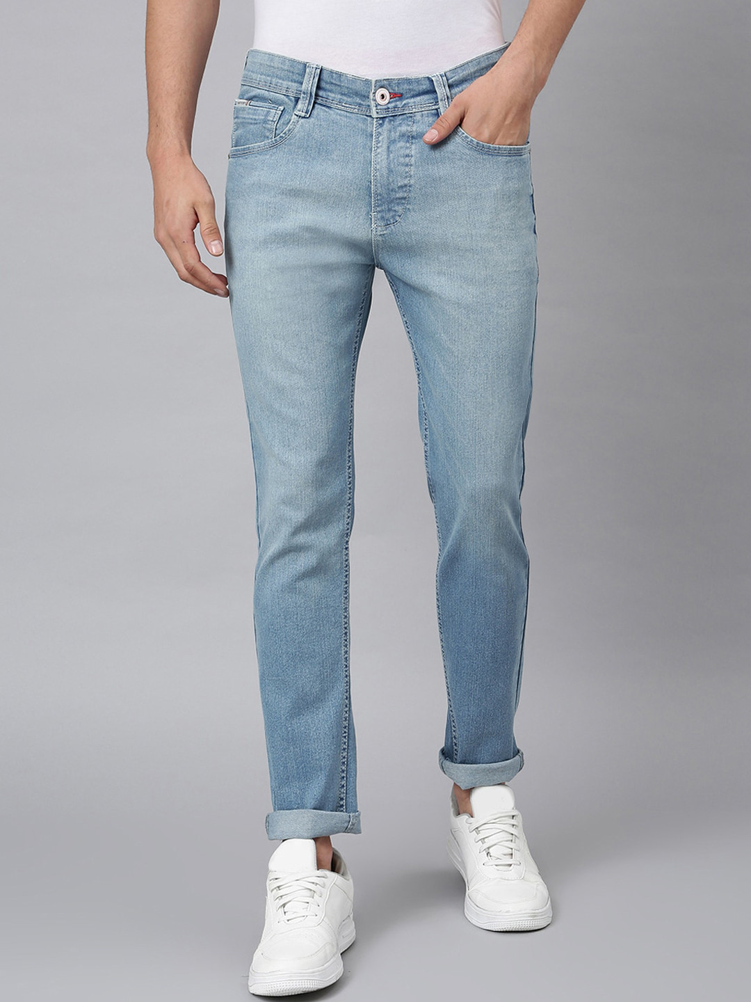 Buy Code 61 Men Blue Skinny Fit Low Rise Light Fade Stretchable Jeans ...