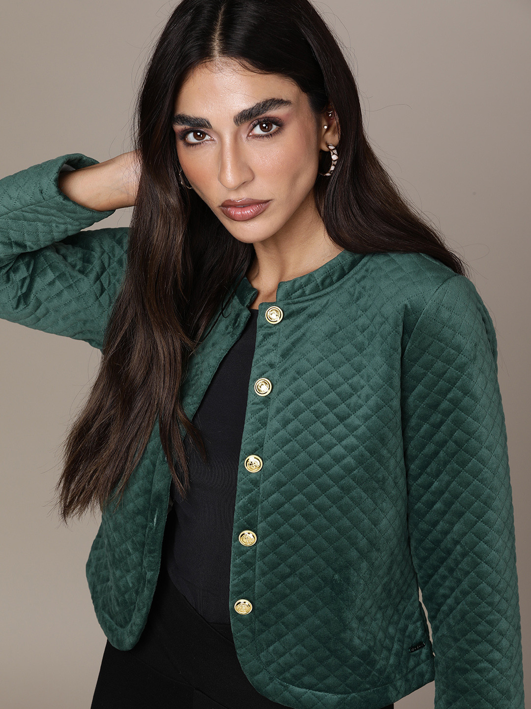 Buy Bebe Women Green Quilted Jacket - Jackets for Women 17782460 | Myntra