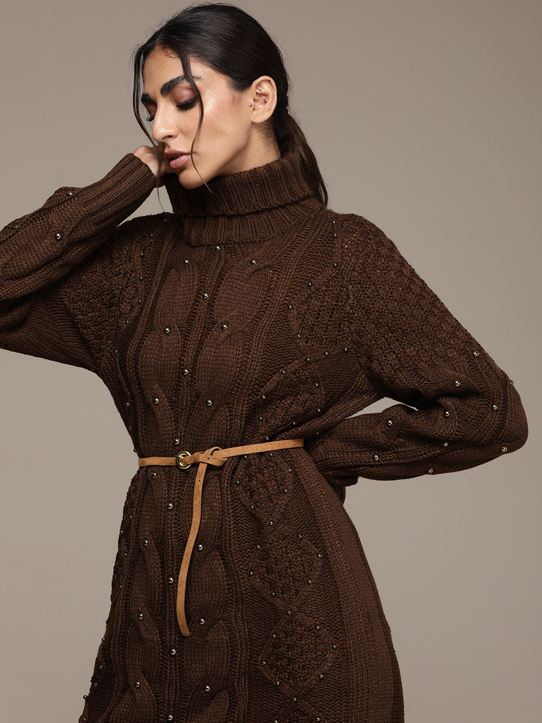 Buy Bebe Brown Embellished Jumper Dress - Dresses for Women 17782544 ...