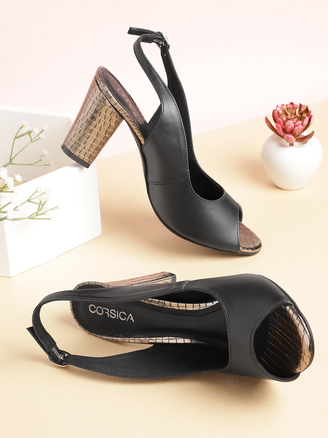 Buy CORSICA Women Black Solid Block Heels - Heels for Women 17785400 | Myntra
