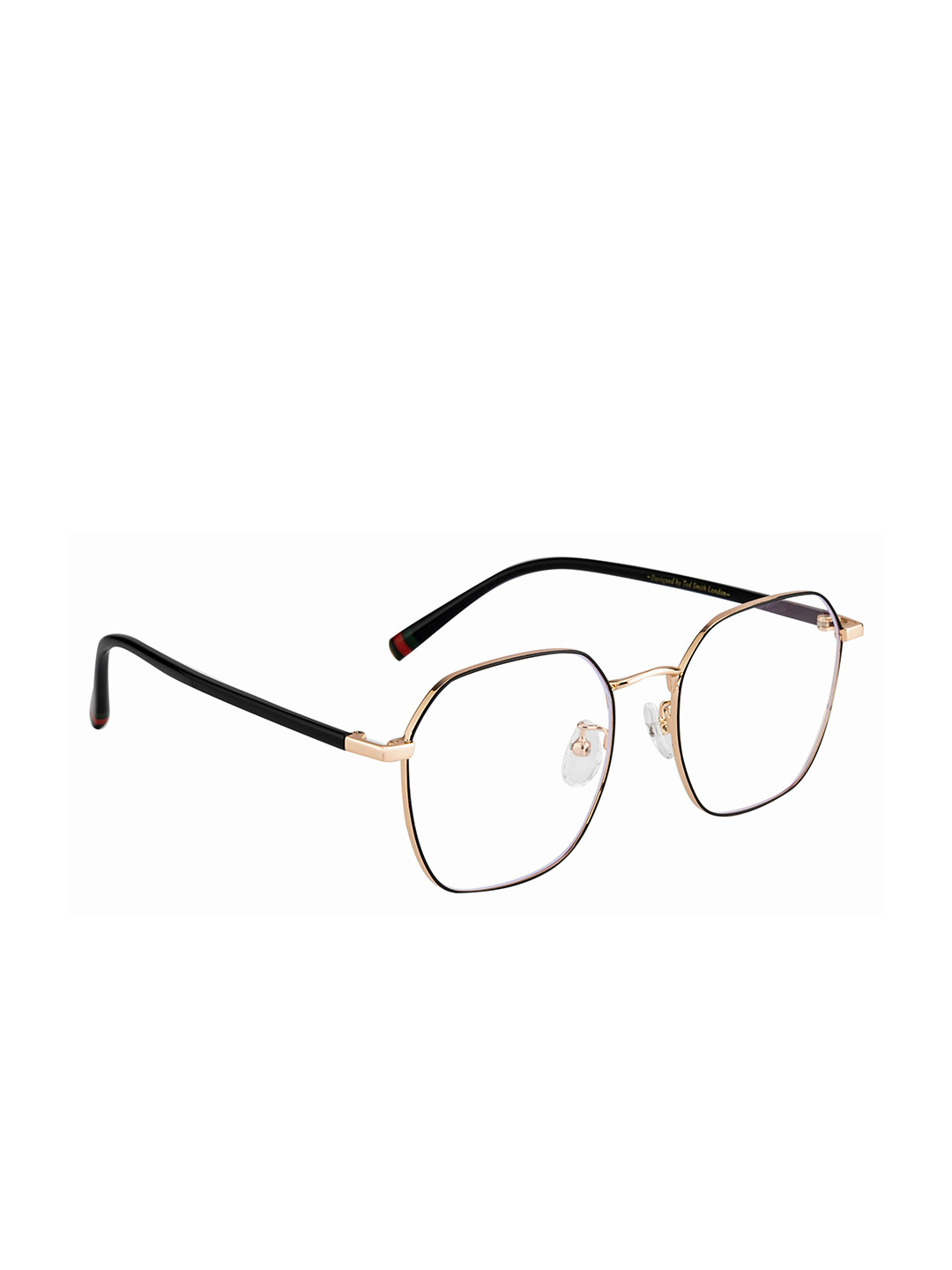 Buy Ted Smith Unisex Black & Gold Toned Full Rim Square Frames TSI B001 ...