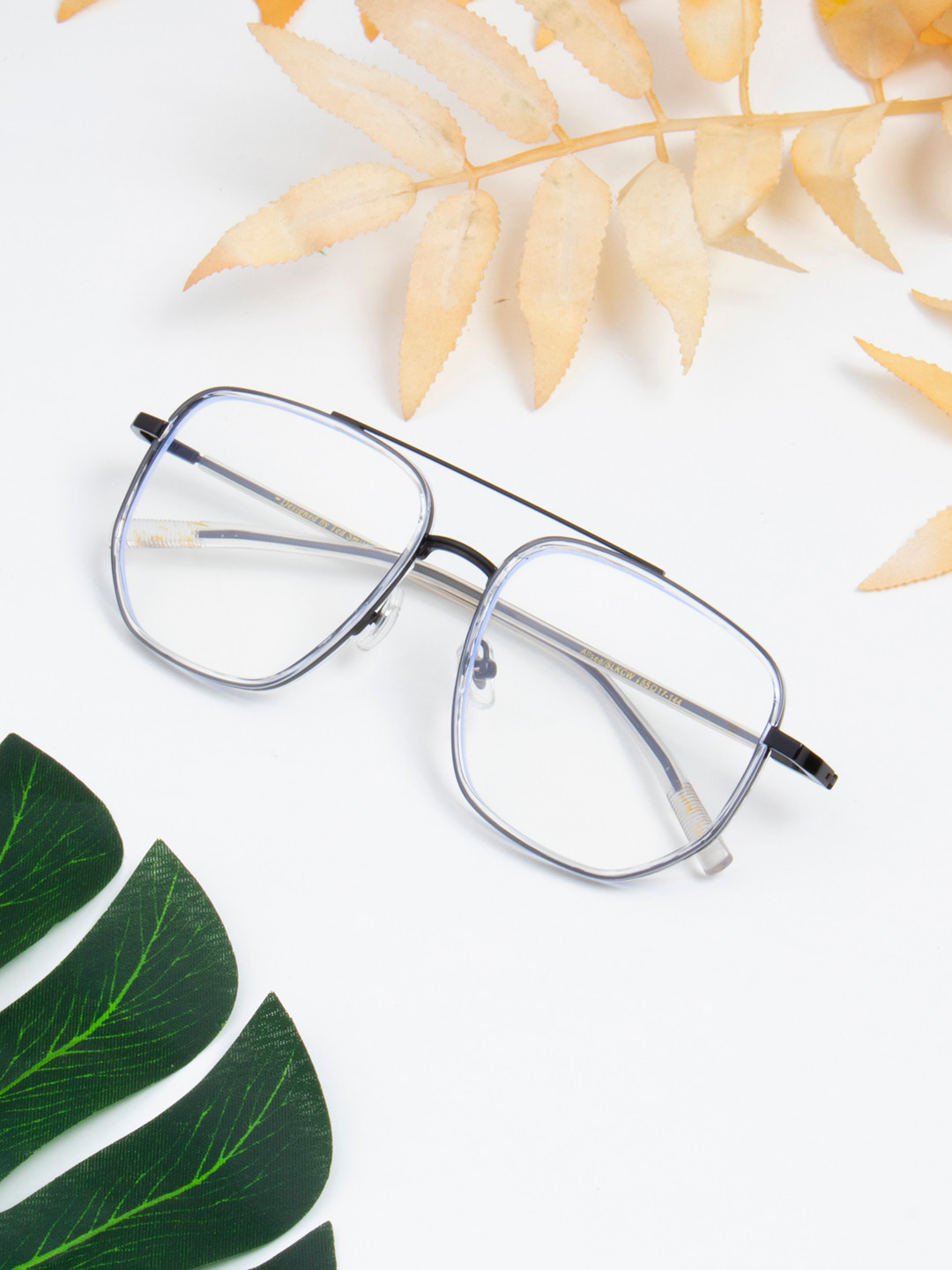 Buy Ted Smith Unisex Transparent & Black Full Rim Square Frame TSI B004 ...