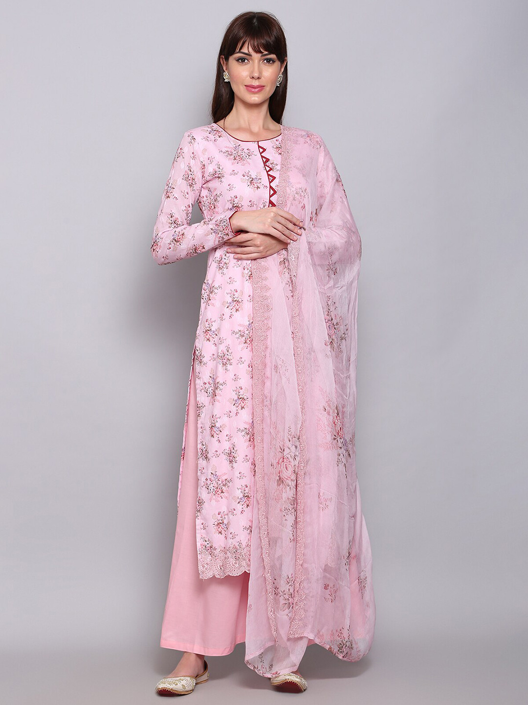 Buy Stylee LIFESTYLE Pink Printed Unstitched Dress Material - Dress ...