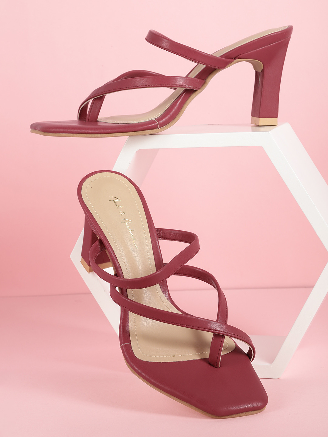 Buy Mast & Harbour Maroon Solid Handcrafted Block Heels - Heels for ...