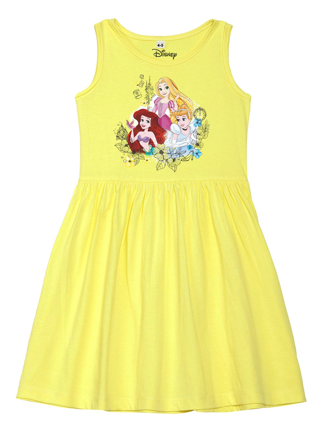 Buy Disney By Wear Your Mind Girls Yellow Disney Princess Print A Line ...