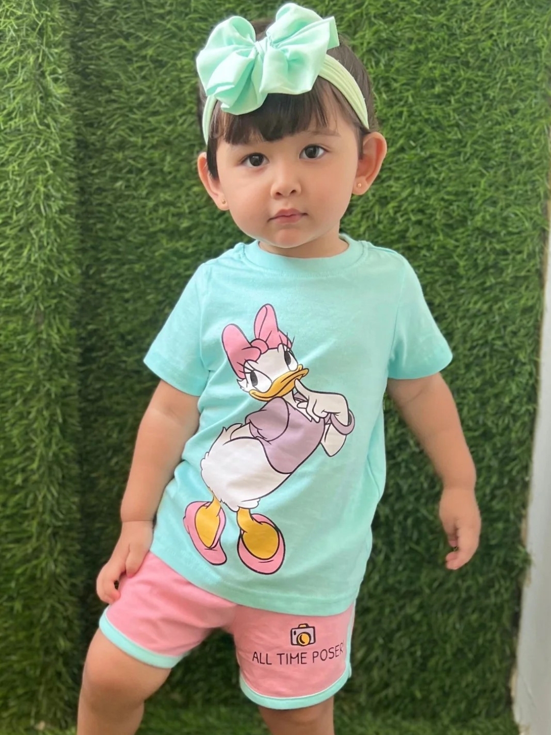 Buy Nap Chief Girls Turquoise Blue Disney Daisy Duck Printed Pure Cotton T Shirt With Shorts