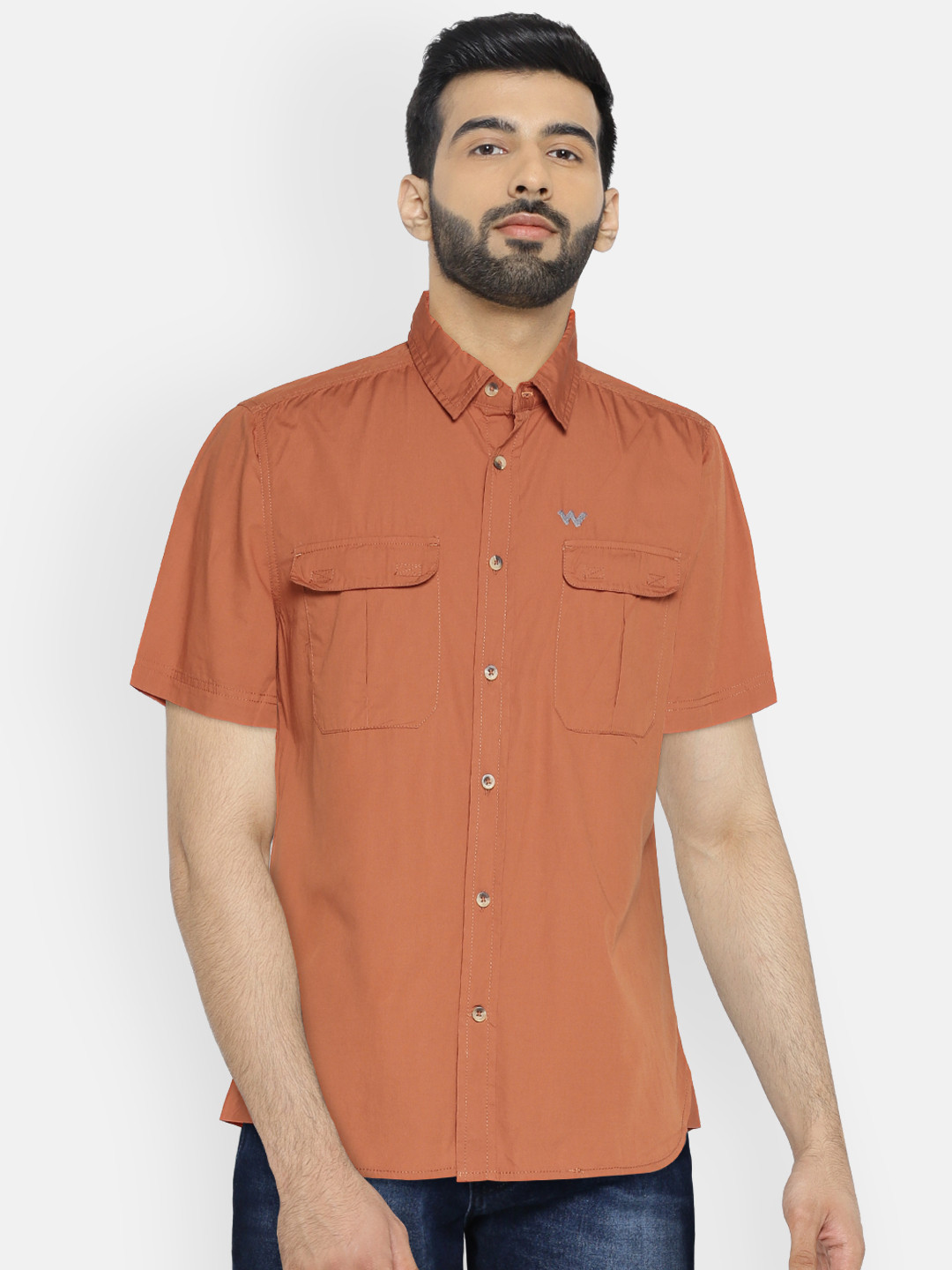 Buy Wildcraft Men Rust Orange Solid Casual Hs Shirt - Shirts for Men ...