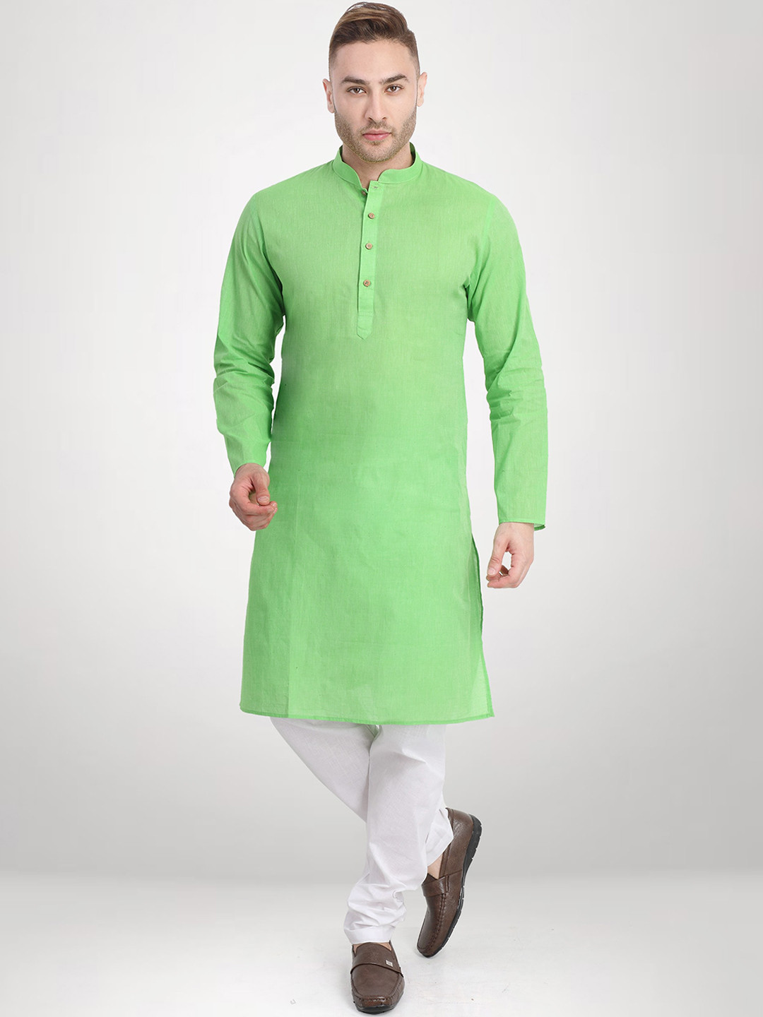 Buy RG DESIGNERS Men Green Kurta With Pyjamas - Kurta Sets for Men ...