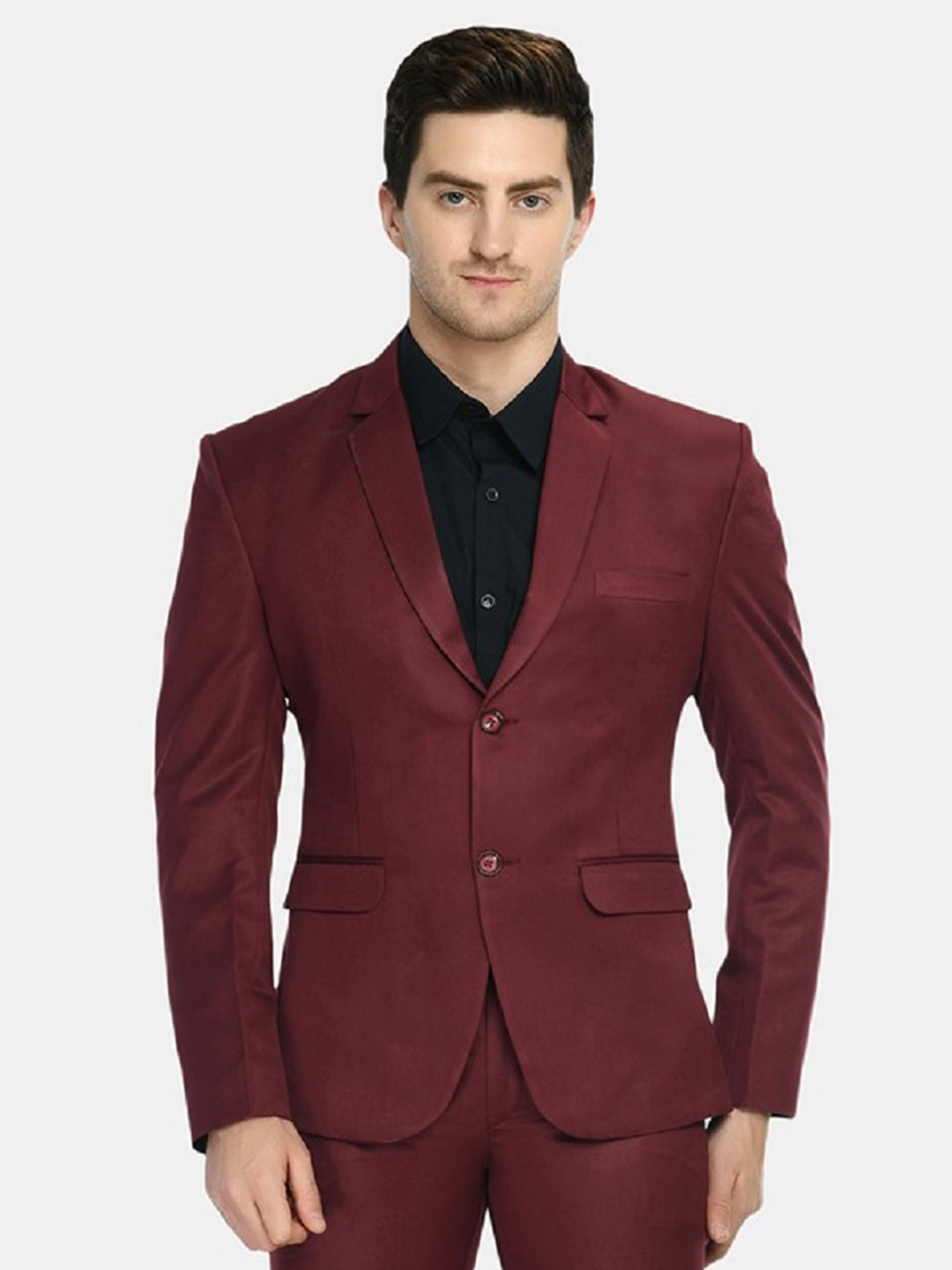 Buy TrulyFeb Men Maroon Solid Slim Fit Formal Blazer - Blazers for Men ...
